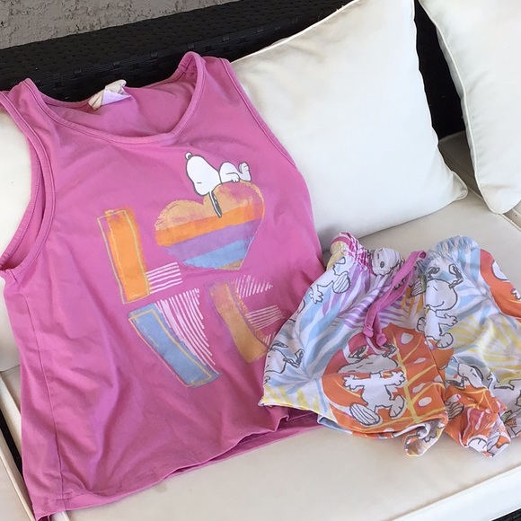 Peanuts | Intimates & Sleepwear | Peanuts Snoopy Fun 2piece Pjs | Poshmark